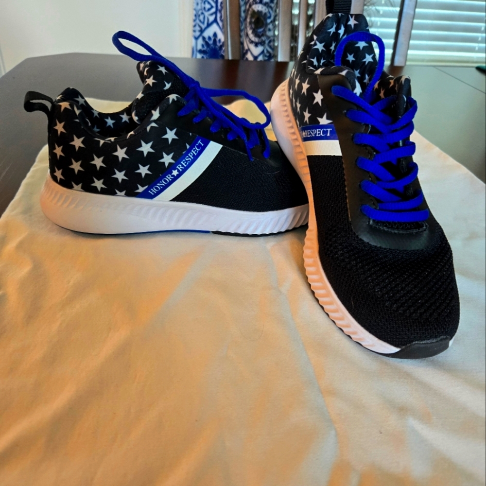 Thin Blue Line Sneakers, Like New - Gem